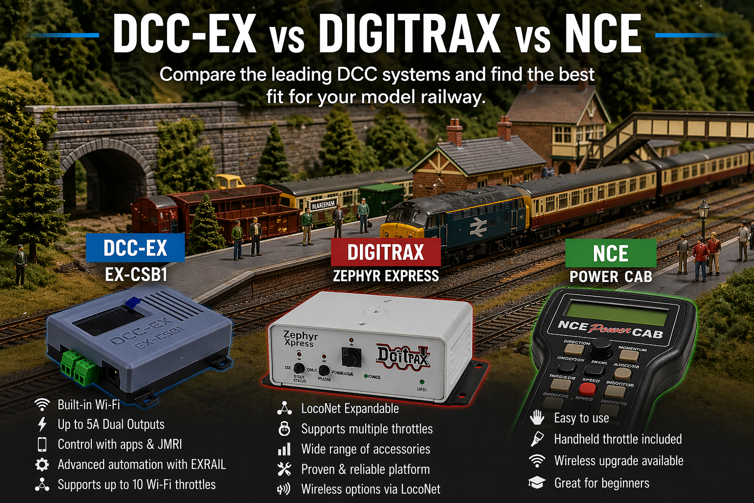 DCC Controller Comparison: DCC-EX vs Digitrax vs NCE Guide – ACI Model ...