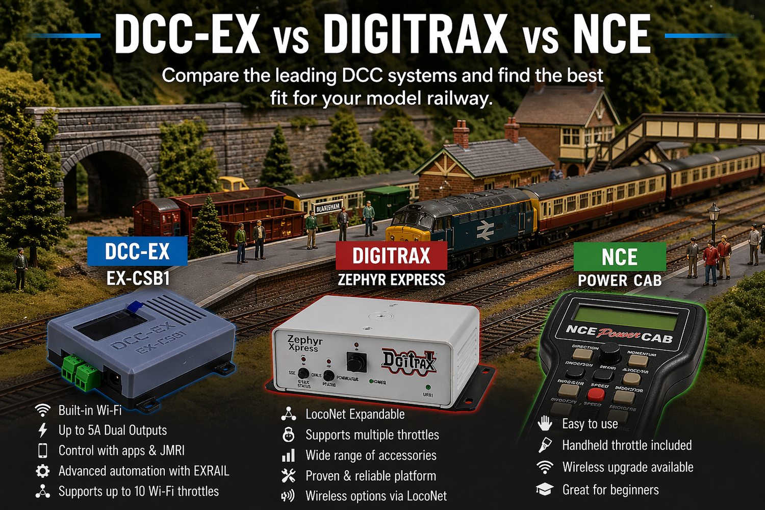 DCC Controller Comparison: DCC-EX vs Digitrax vs NCE Guide – ACI Model ...